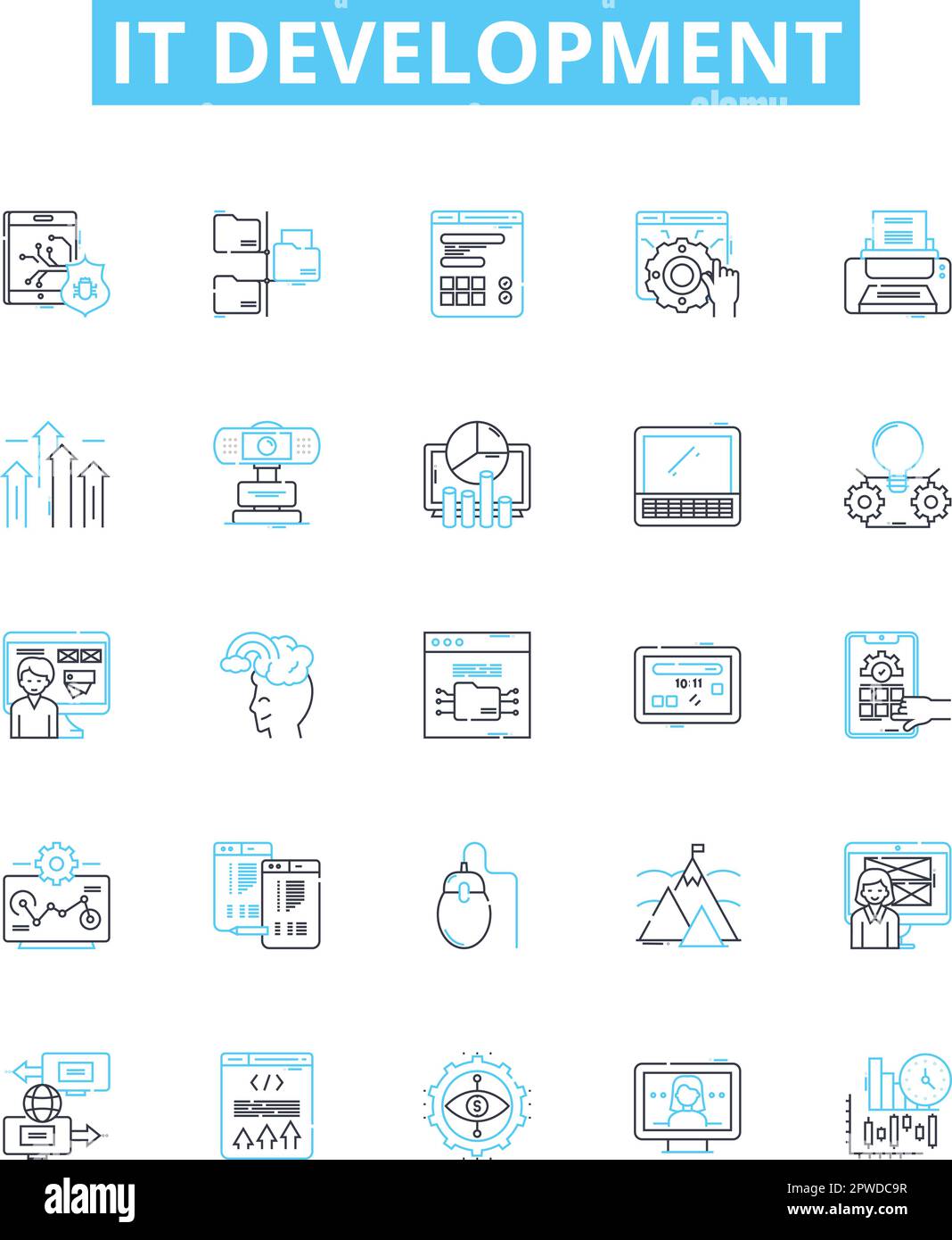 It Development Vector Line Icons Set It Development Software Coding Engineering Program