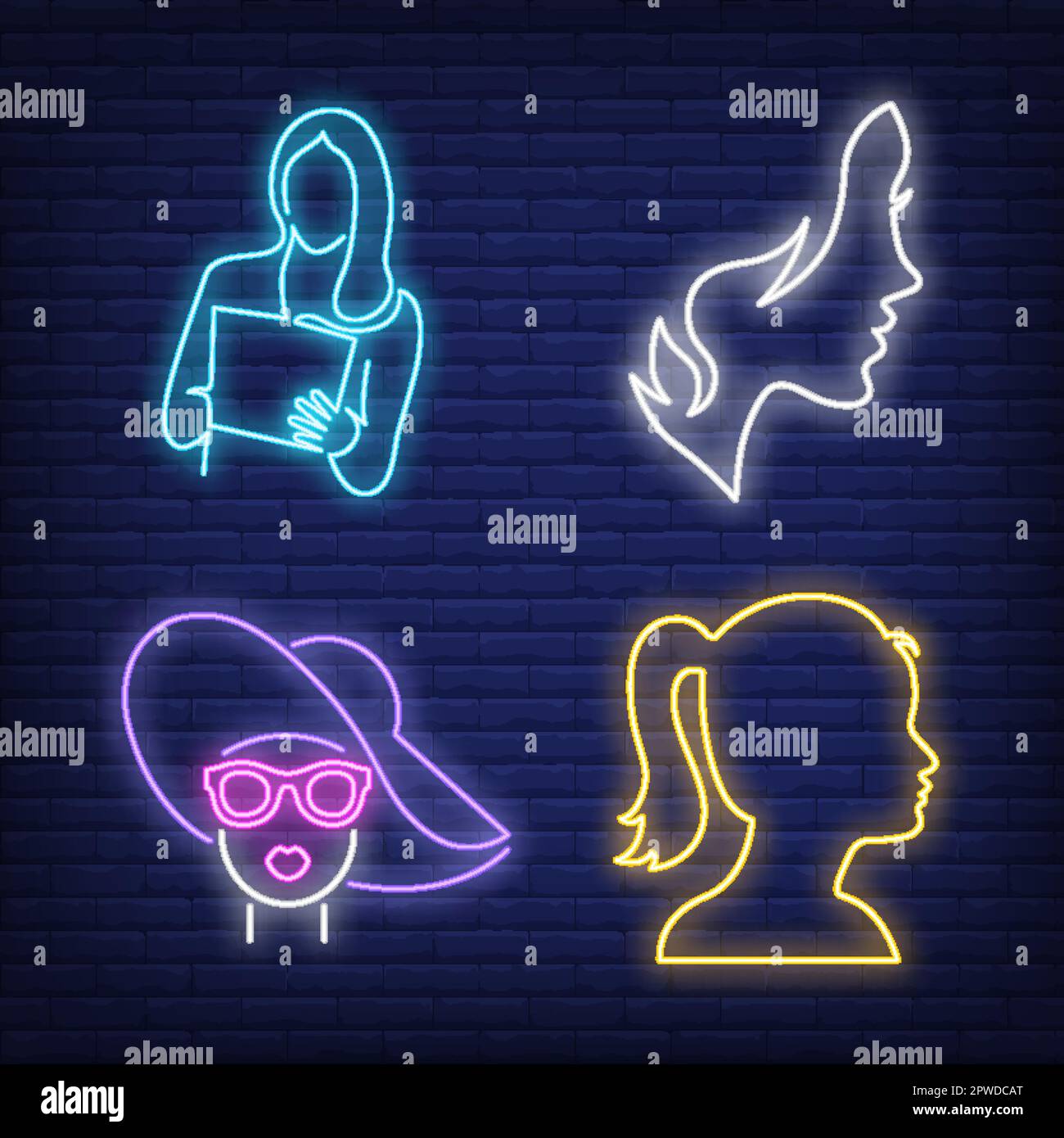 Colorful advertising neon sign woman hi-res stock photography and ...
