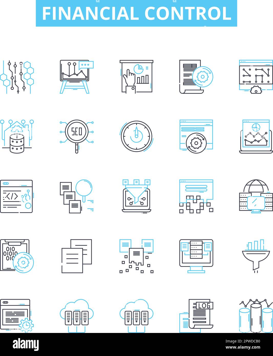 Financial control vector line icons set. Finance, Control, Accounting ...