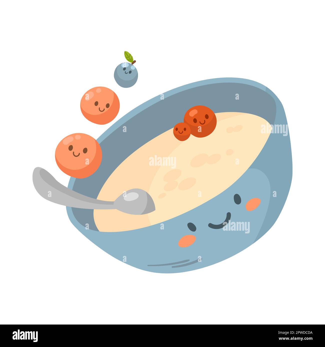 Funny porridge with smiling face cartoon illustration Stock Vector ...