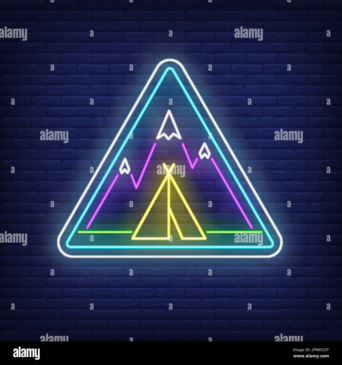 Camp in mountains neon sign Stock Vector Image & Art - Alamy