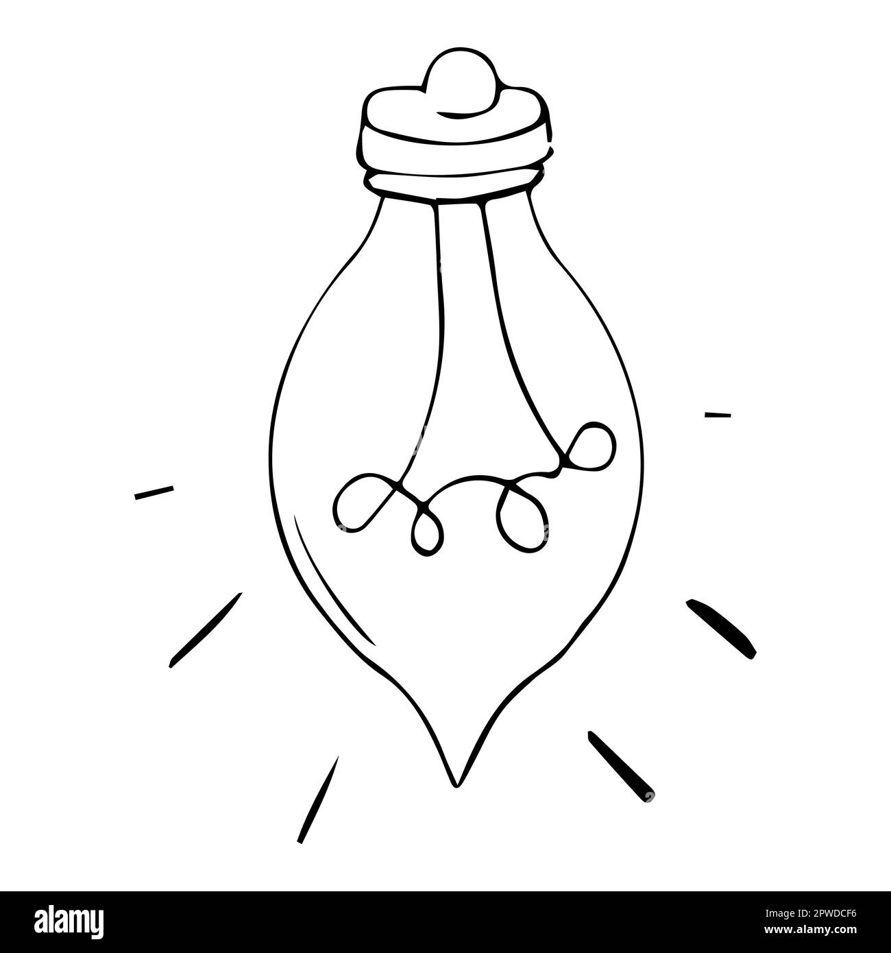 Bulb lamp doodle cartoon comic electricity isolated on white background ...