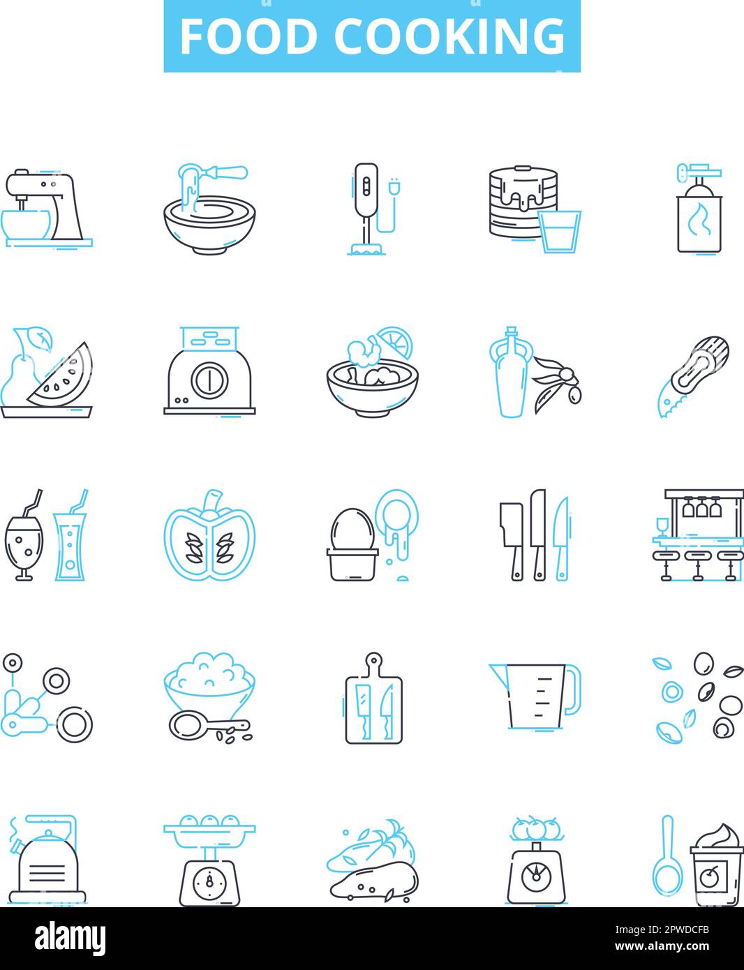 Food cooking vector line icons set. Baking, Roasting, Grilling, Boiling ...