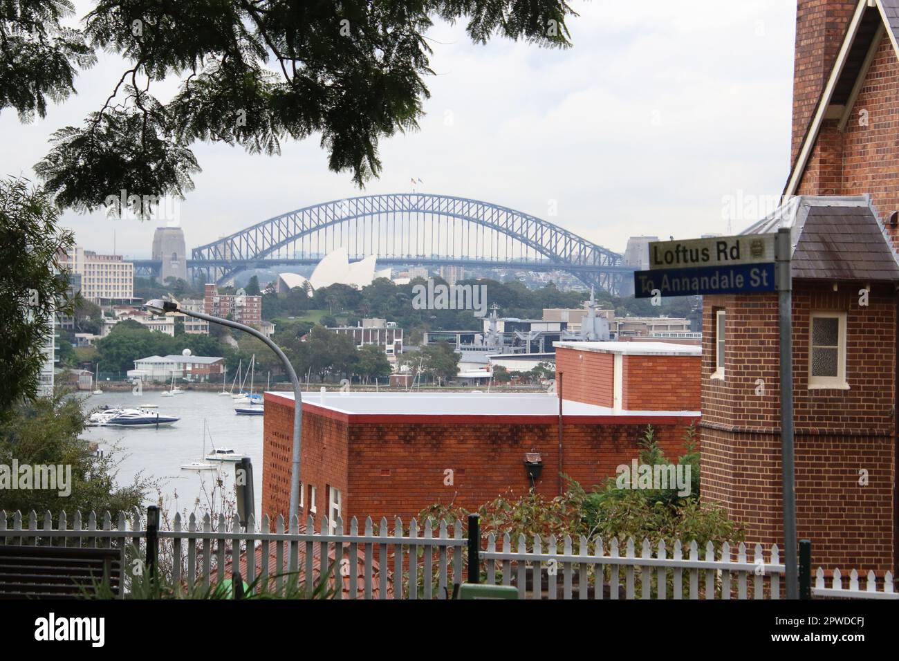 View of the Sydney Opera House and Harbour Bridge from the suburb of ...