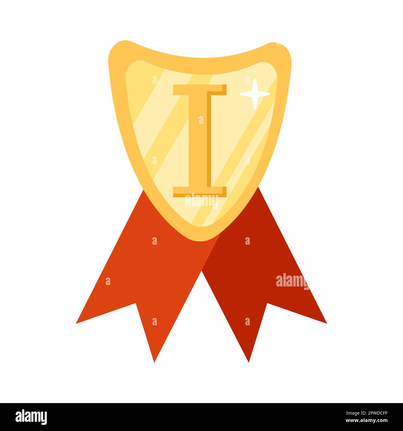 Gold medal with roman numeral and red ribbon illustration Stock Vector ...