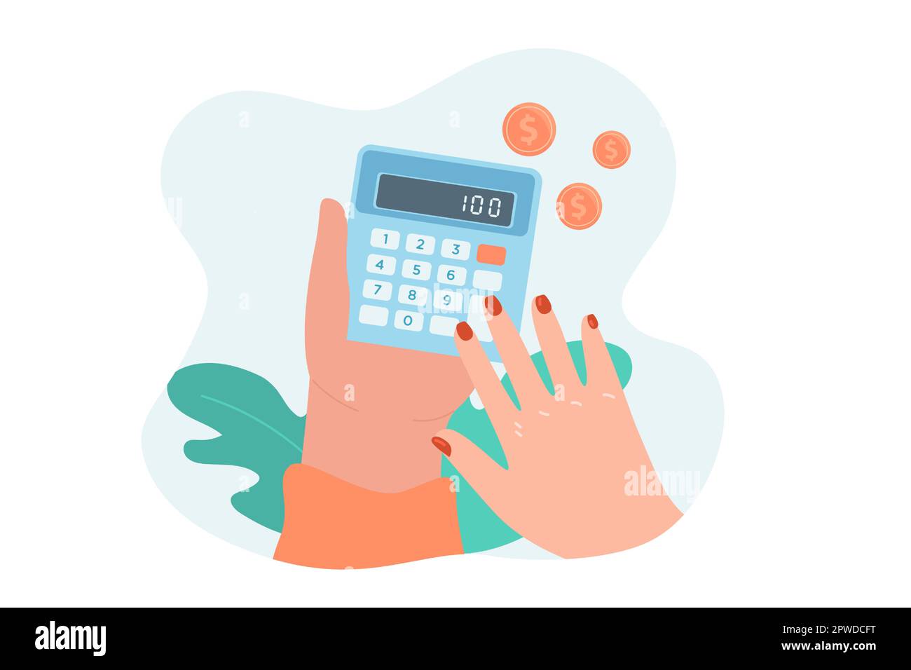 Calculator in female hands flat vector illustration Stock Vector Image ...