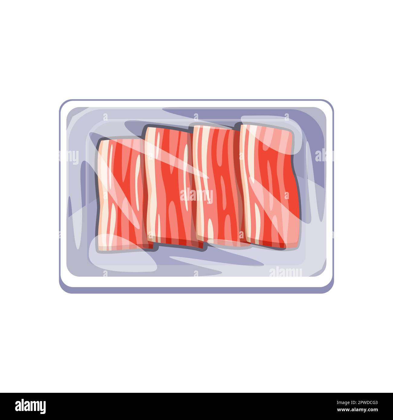 Plastic package with fresh sliced bacon cartoon illustration Stock ...