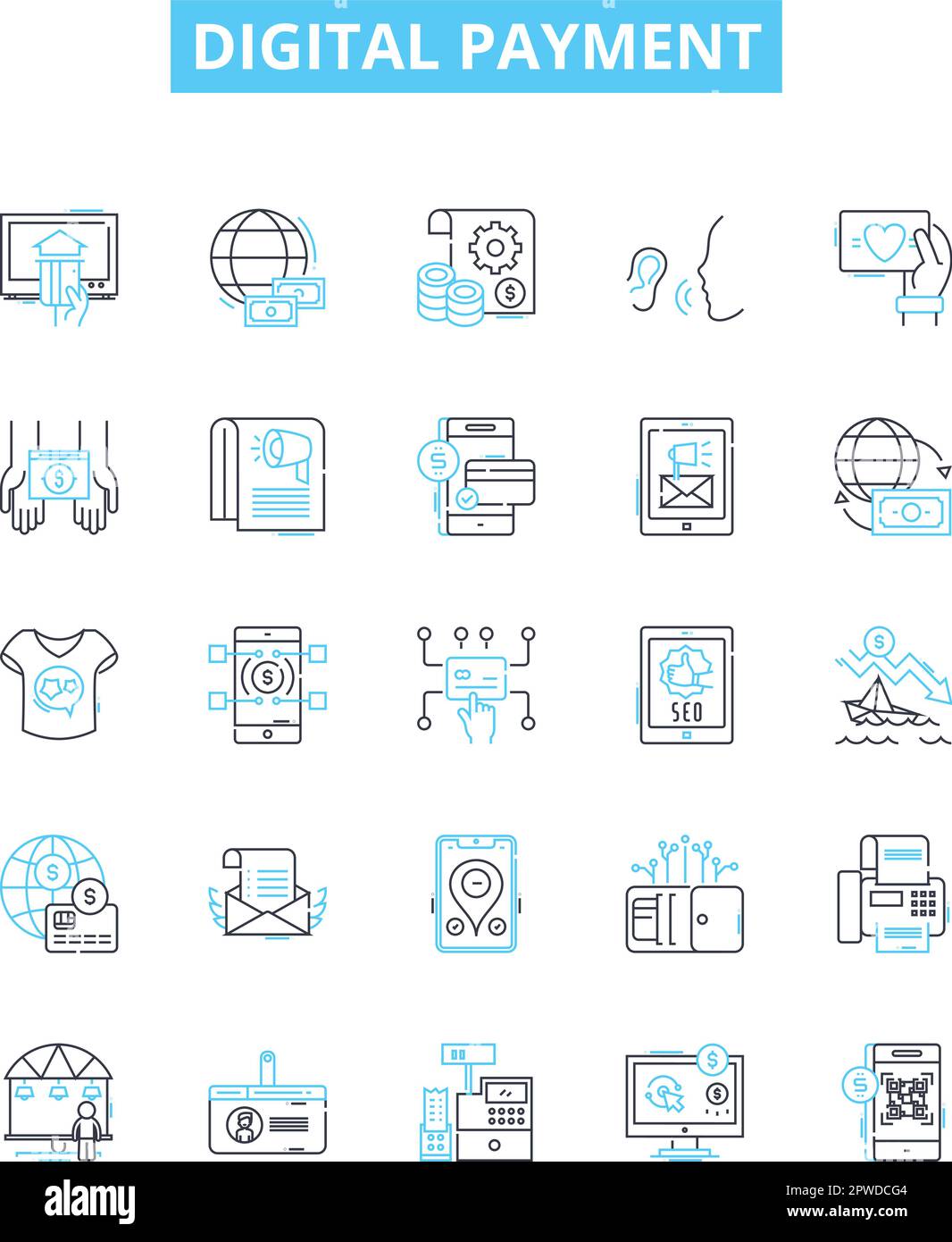 Digital payment vector line icons set. Digital, Payment, E-pay ...