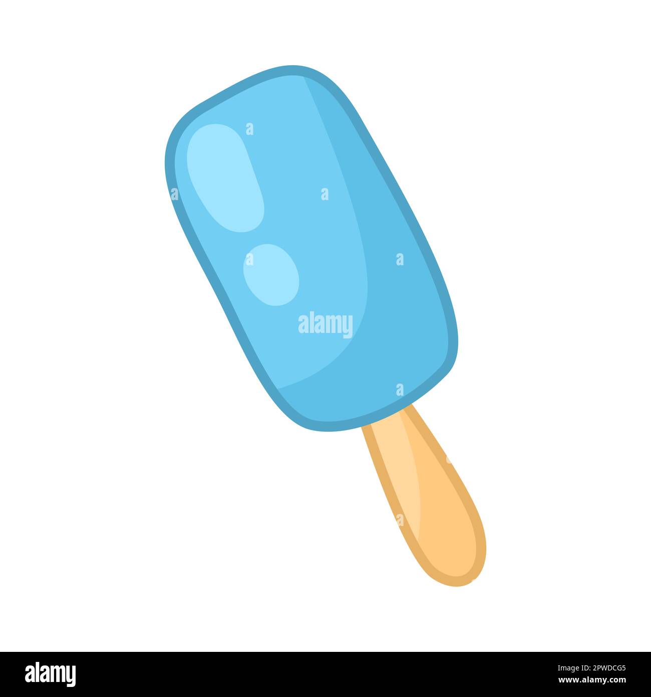 Cute blue ice-cream on stick cartoon illustration Stock Vector Image ...