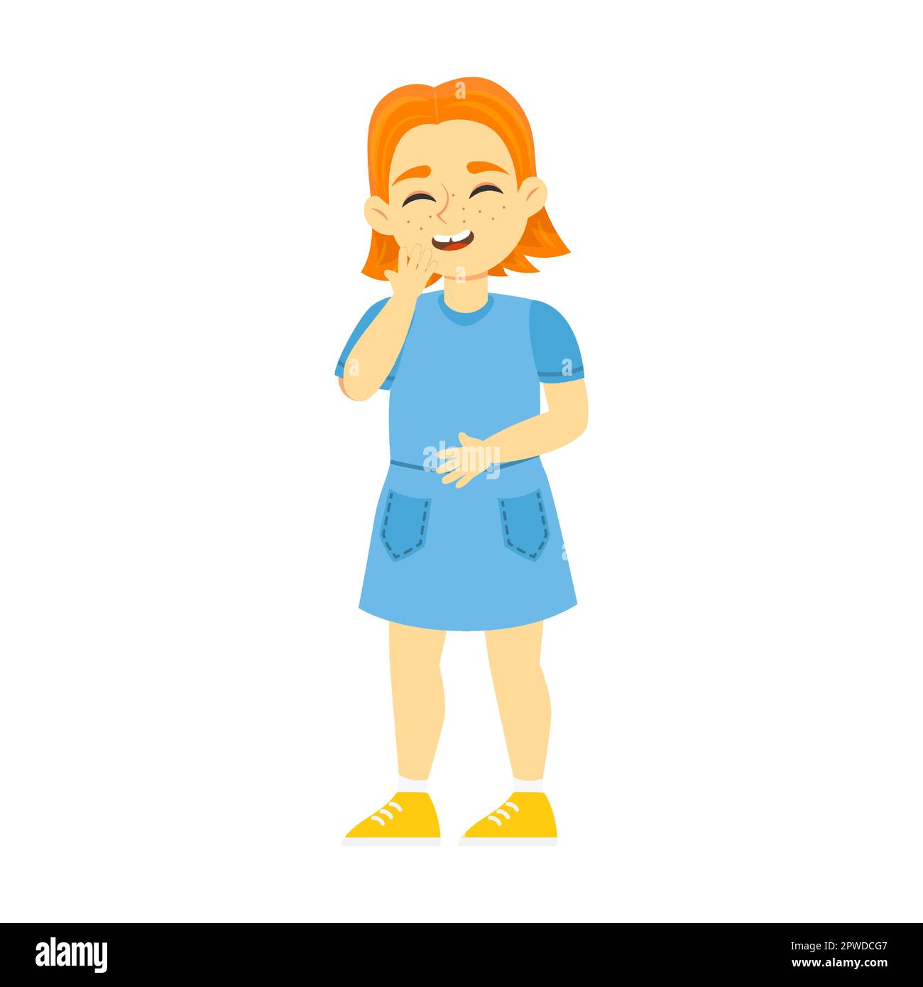 expression of cheerful and laughing girl vector illustration. Emotional ...