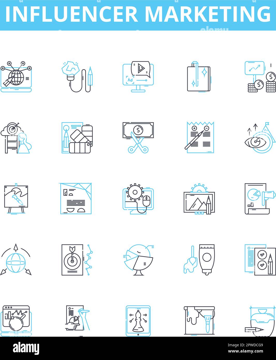 Influencer marketing vector line icons set. Influencer, Marketing ... Influencer marketing vector line icons set. Influencer, Marketing ...