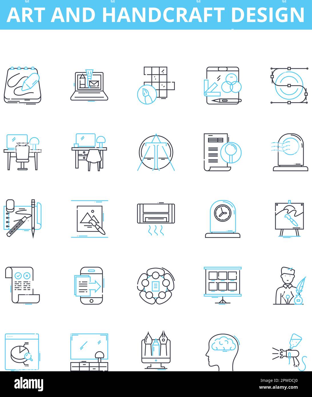 Art and handcraft design vector line icons set. Inspiration, Creativity ...