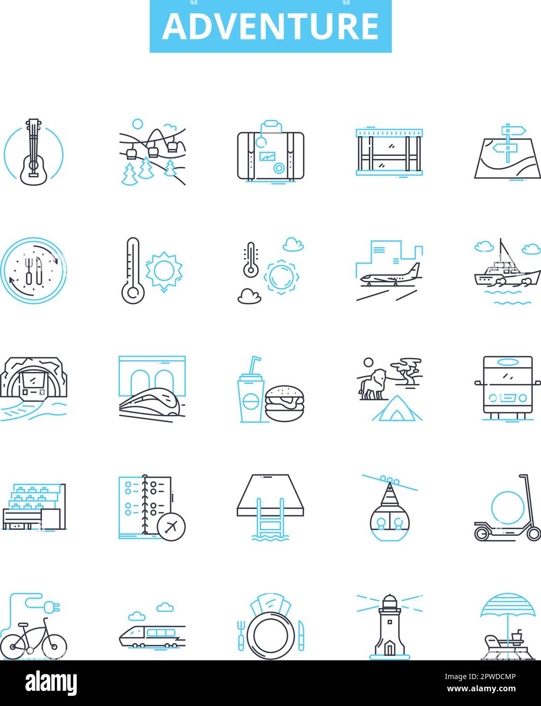 Adventure vector line icons set. Voyage, Exploration, Excursion, Quest ...