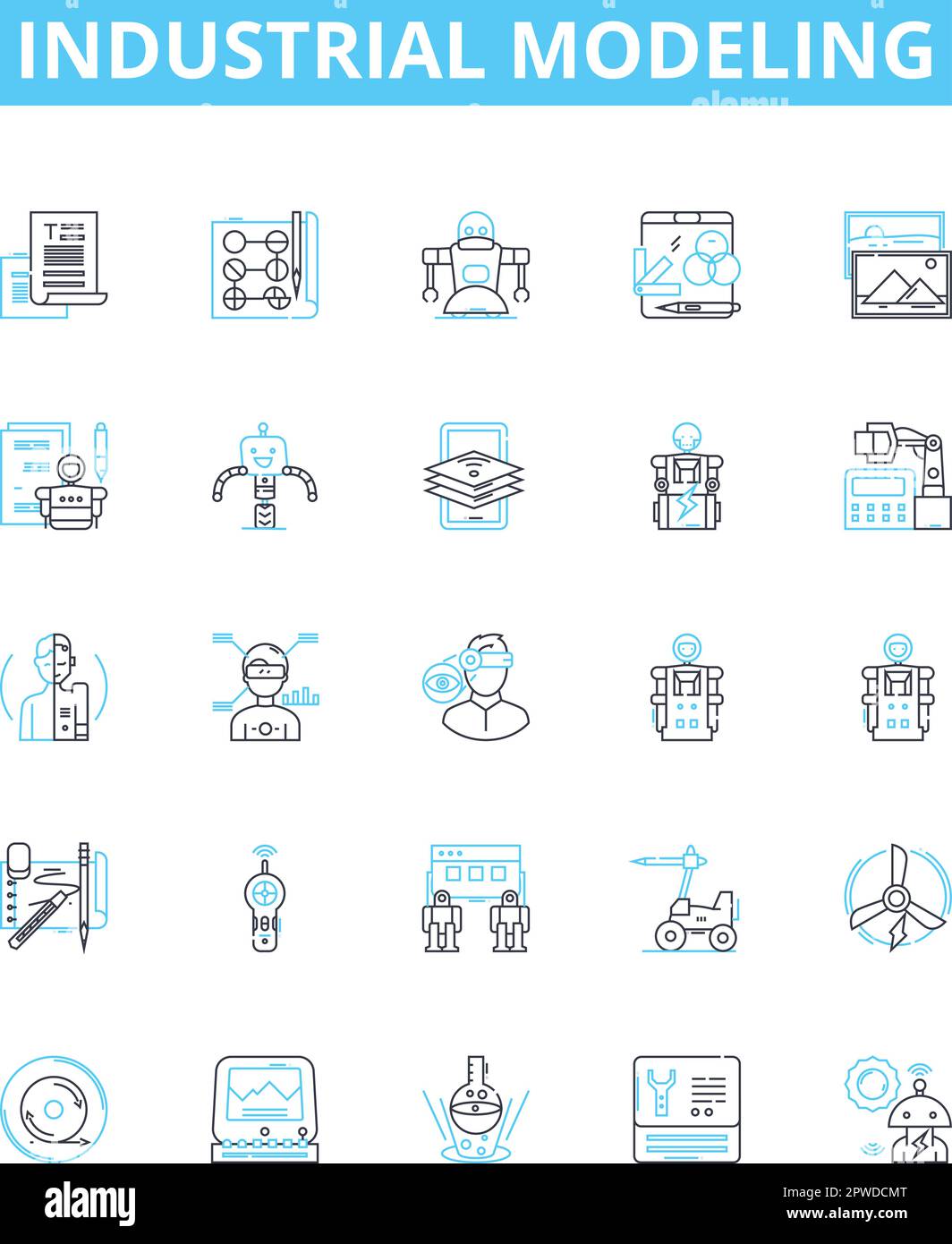 industrial modeling vector line icons set. Industrial, Modeling ...