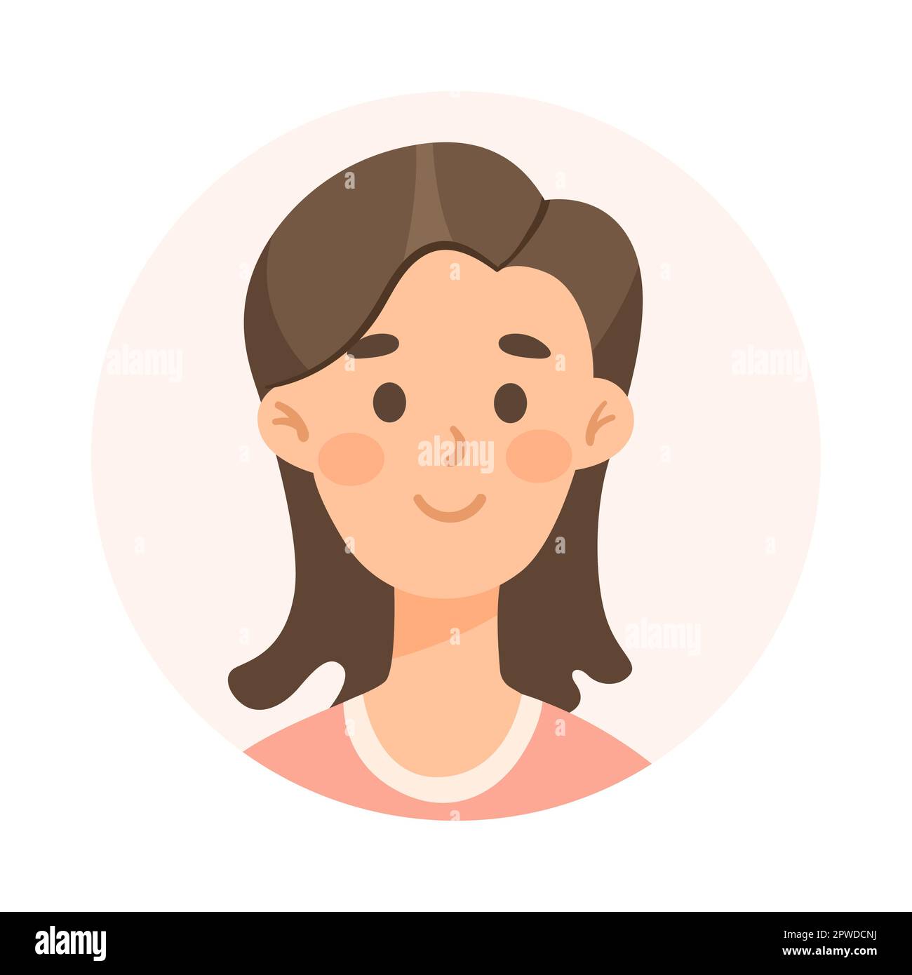 Dark-haired girl wearing pink avatar cartoon illustration Stock Vector ...