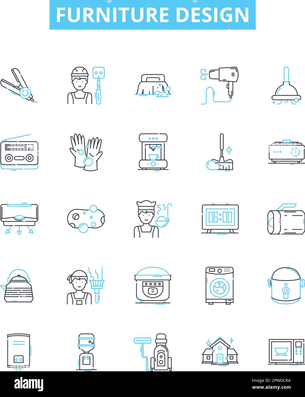Furniture design vector line icons set. Furniture, Design, Upholstery ...