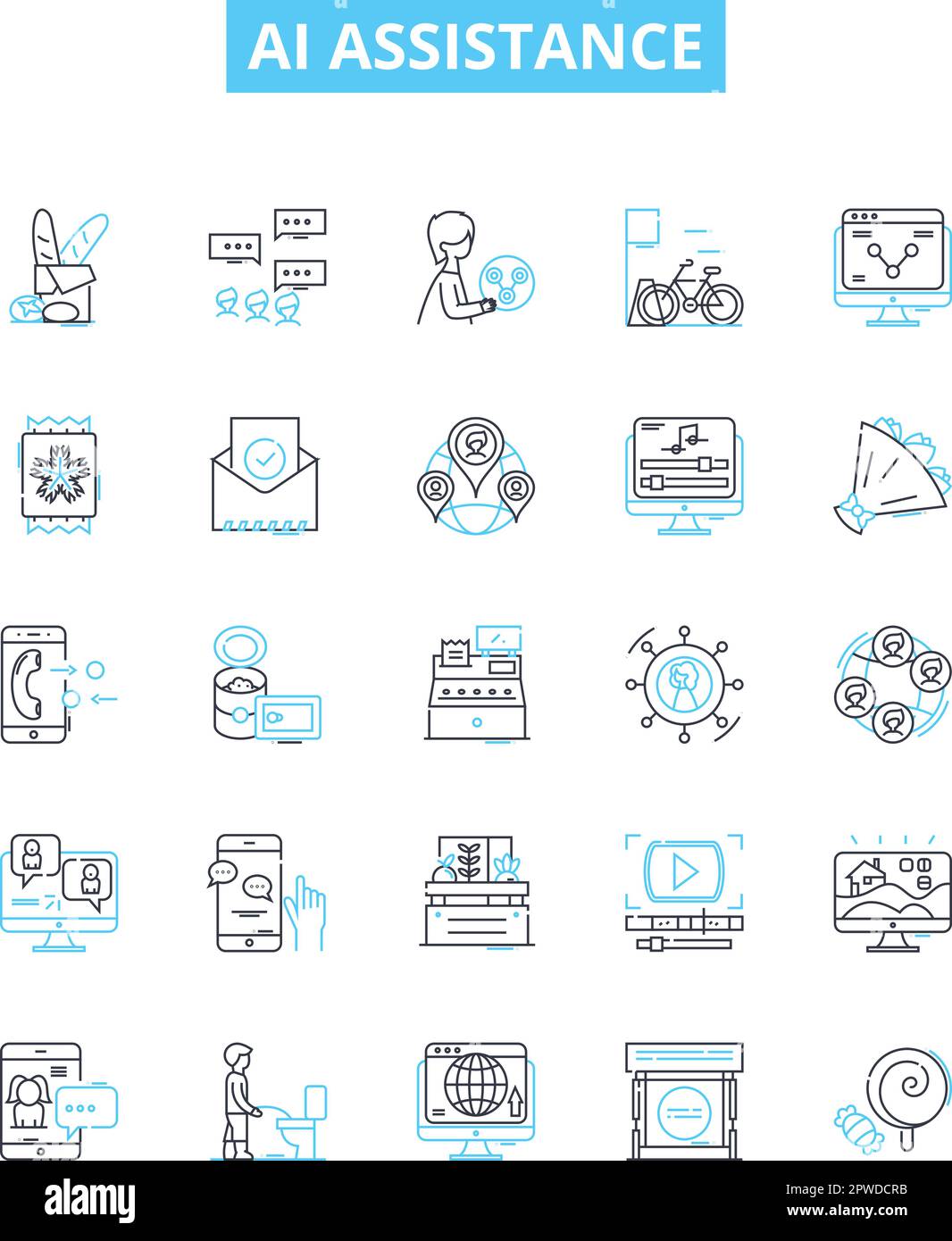 Ai assistance vector line icons set. AI, Assistance, Automation ...