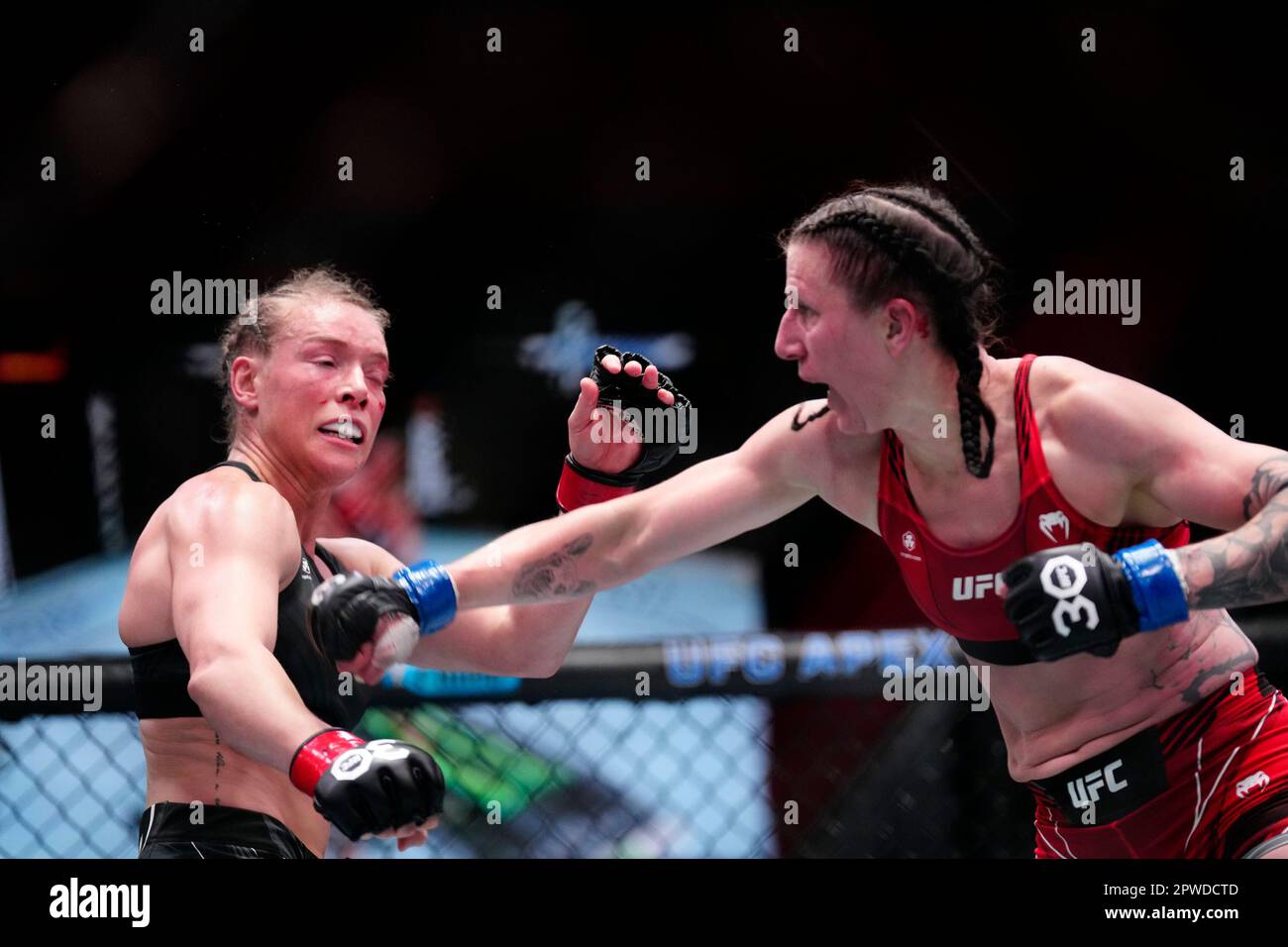 LAS VEGAS, NV - April 29: Hailey Cowan and Jamey-Lyn Horth fight in a ...