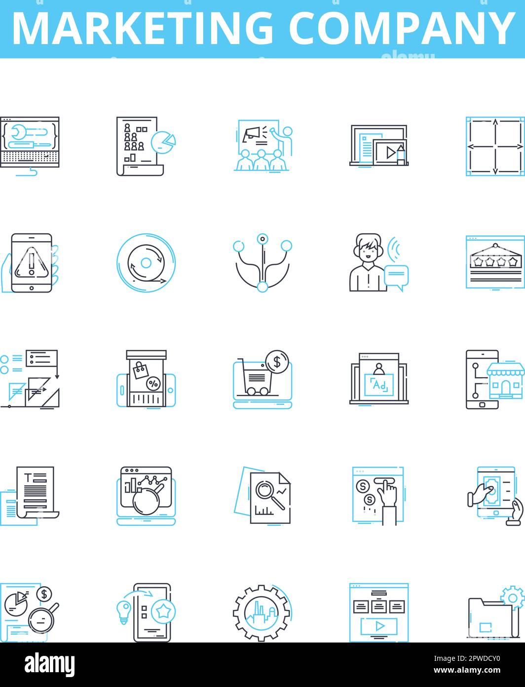 Marketing company vector line icons set. Marketing, Company ...
