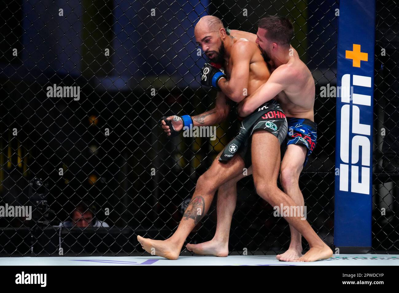 LAS VEGAS, NV - April 29: Cody Durden (right) controls the body of ...