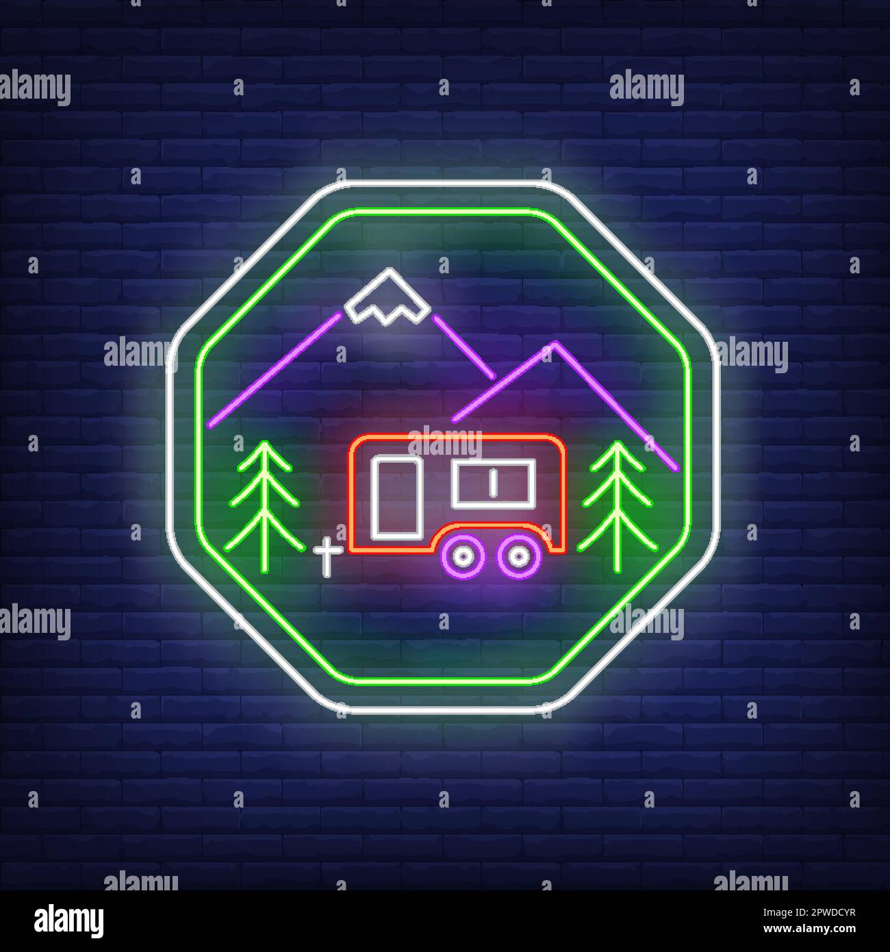 Camping truck neon sign Stock Vector Image & Art - Alamy