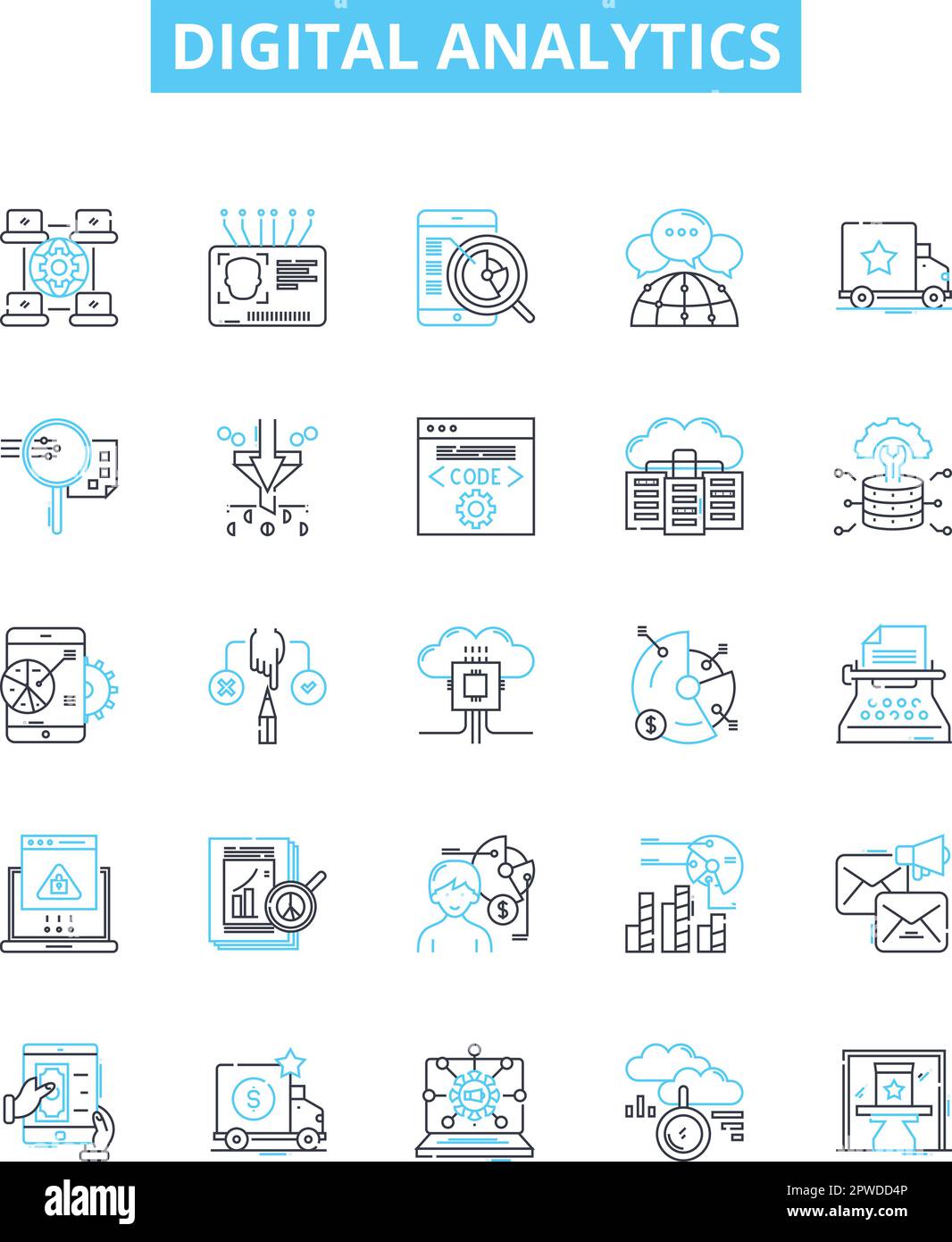 Digital analytics vector line icons set. Digital, Analytics, Tracking ...
