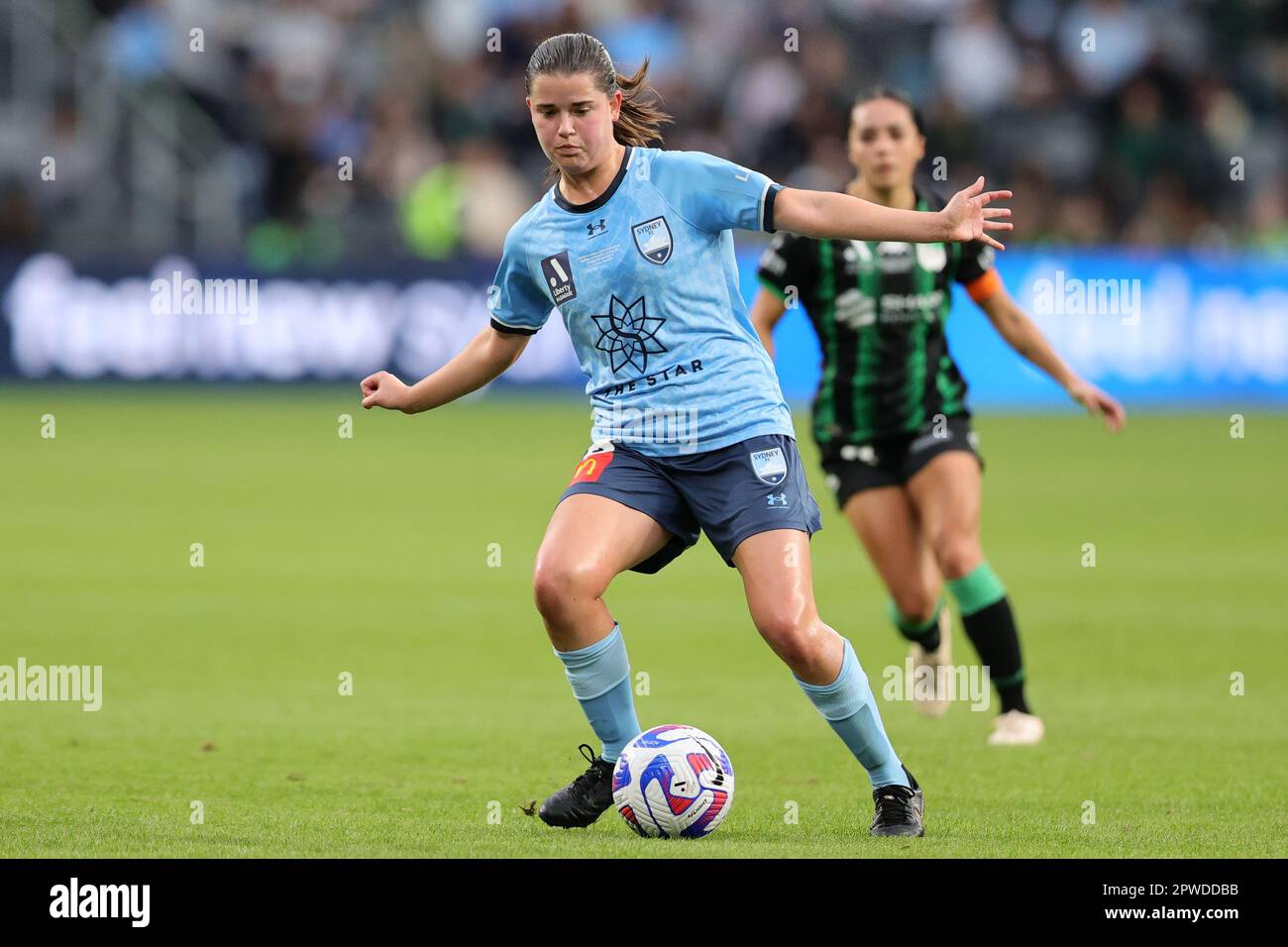 Sydney, Australia. 30th Apr, 2023. Rachel Lowe of Sydney FC defends ...