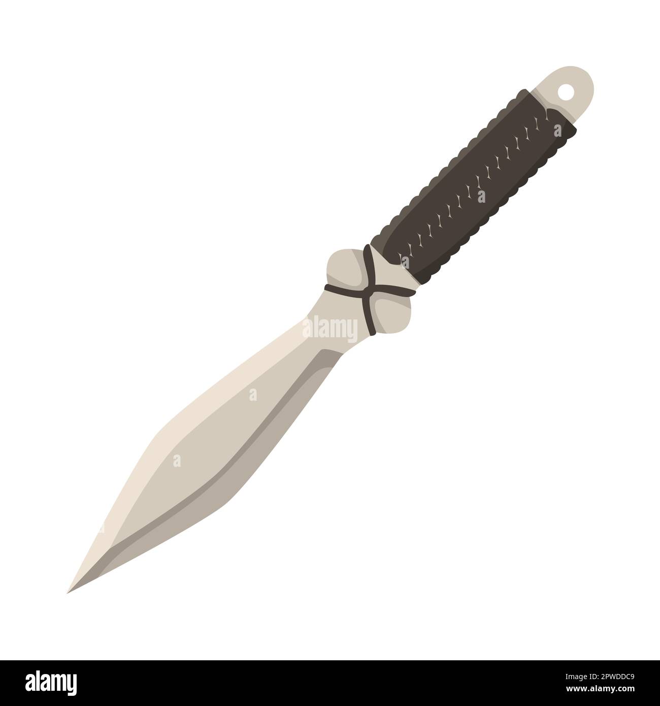 Metal combat dagger with black handle cartoon illustration Stock Vector ...