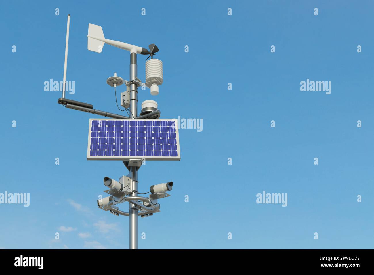 Weather station with blue sky background Stock Photo - Alamy