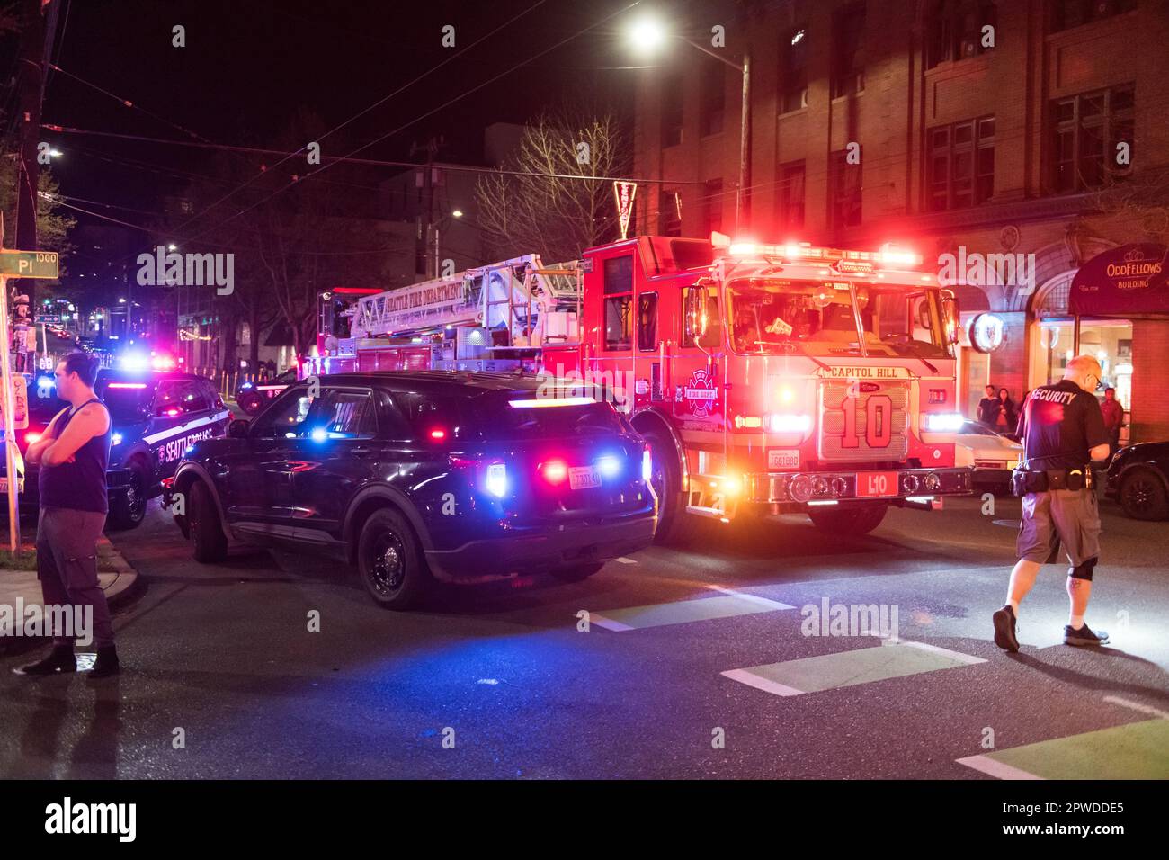 Seattle, USA. 29 Apr, 2023. Just before 10:30pm Police received a 911 ...