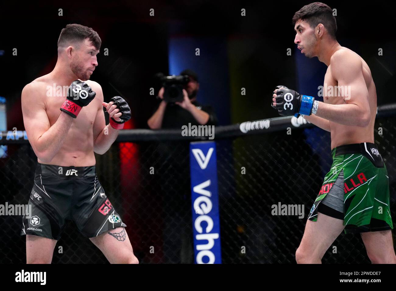 LAS VEGAS, NV - April 29: (L-R) Julian Erosa and Fernando Padilla fight ...