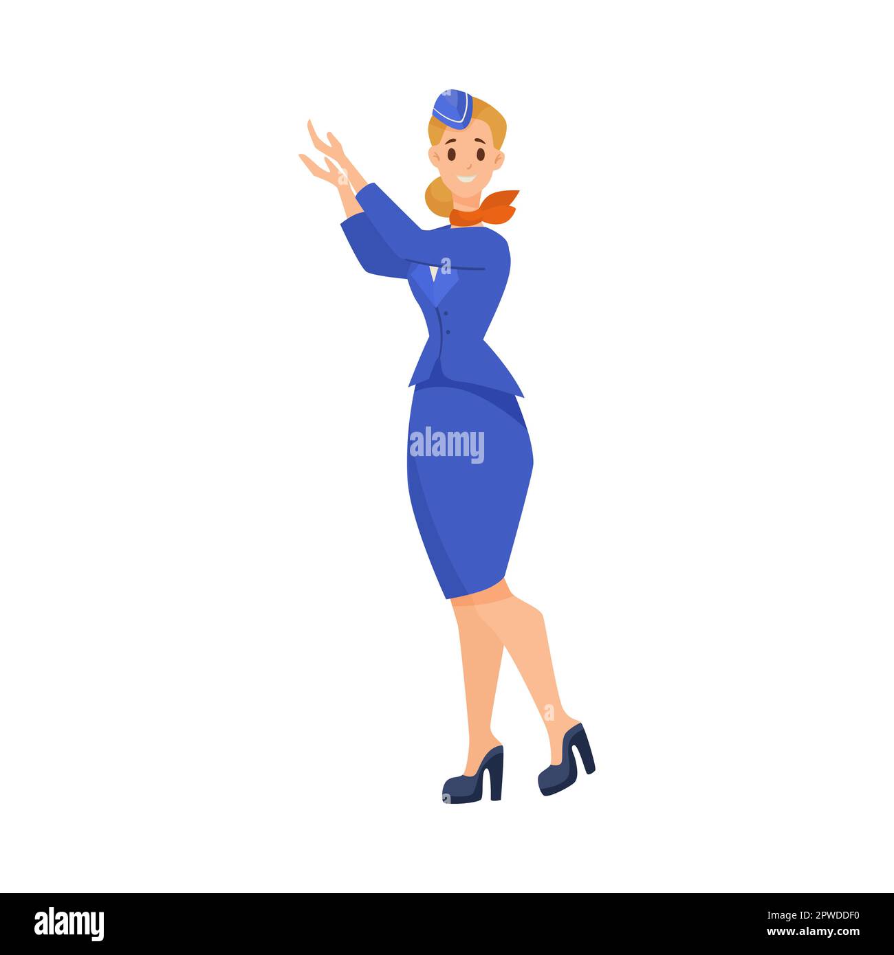 Stewardess explaining instructions cartoon illustration Stock Vector ...