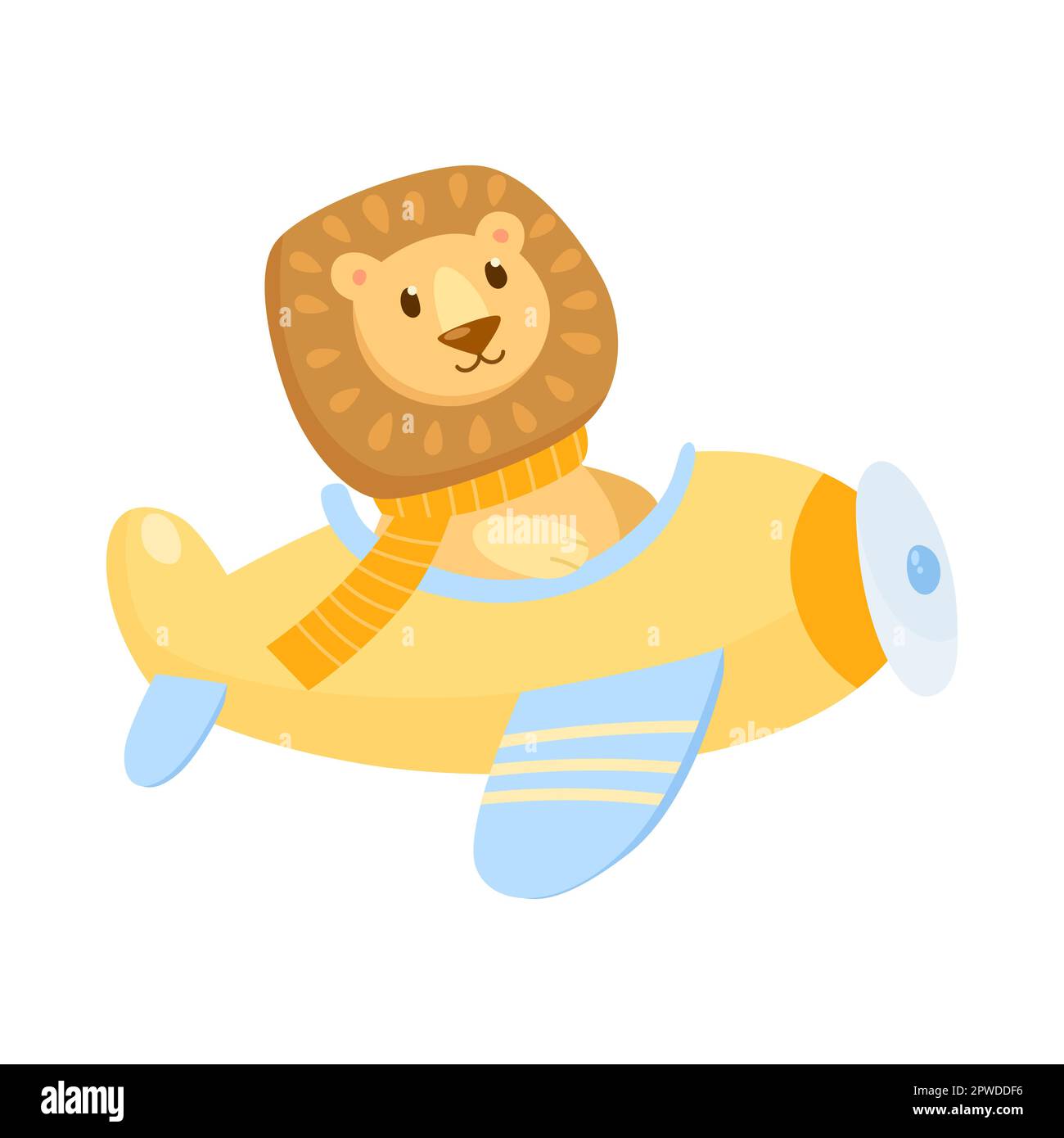 Cute comic lion flying on airplane cartoon illustration Stock Vector ...