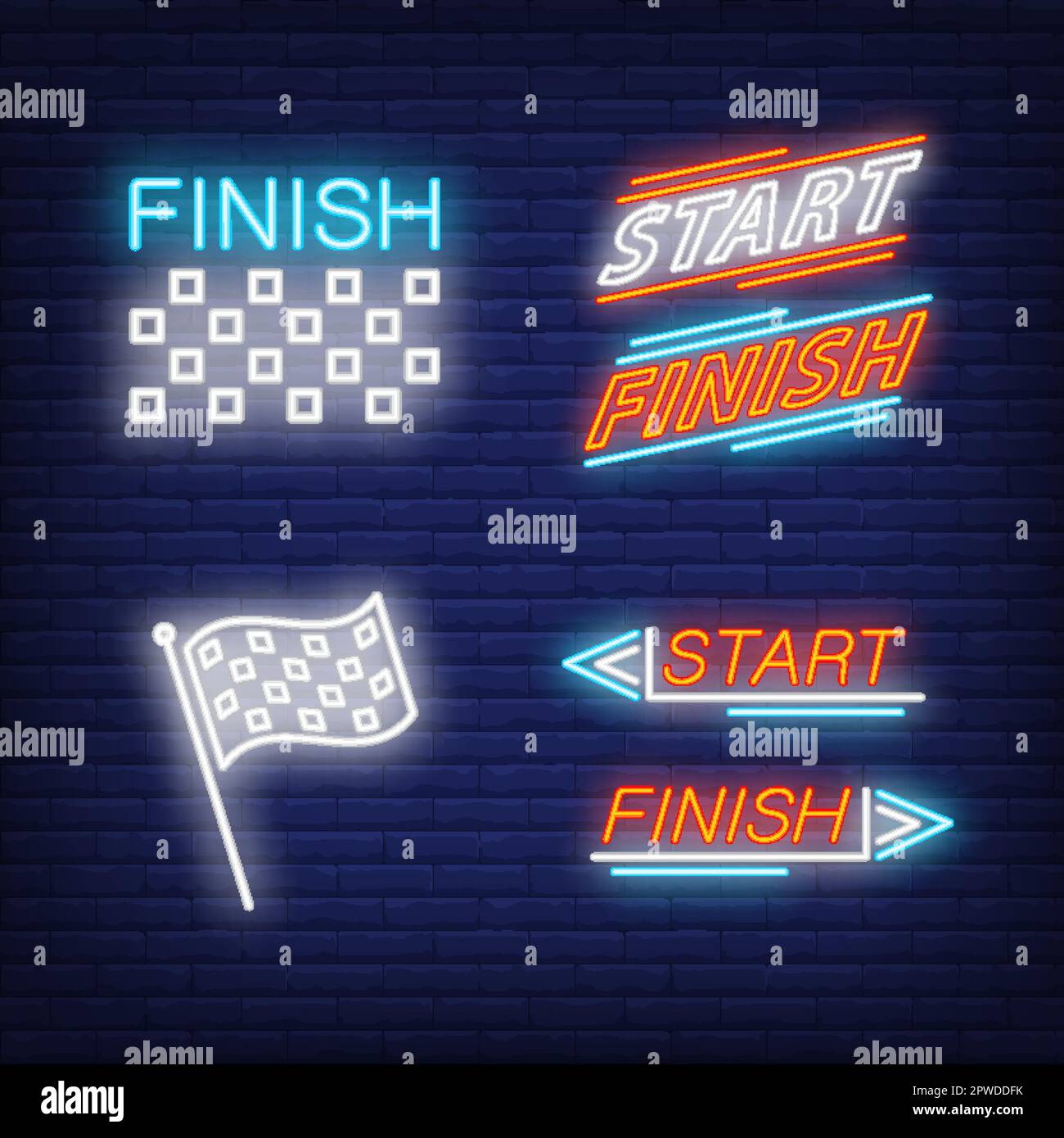 Start and finish flag neon signs set Stock Vector Image & Art - Alamy