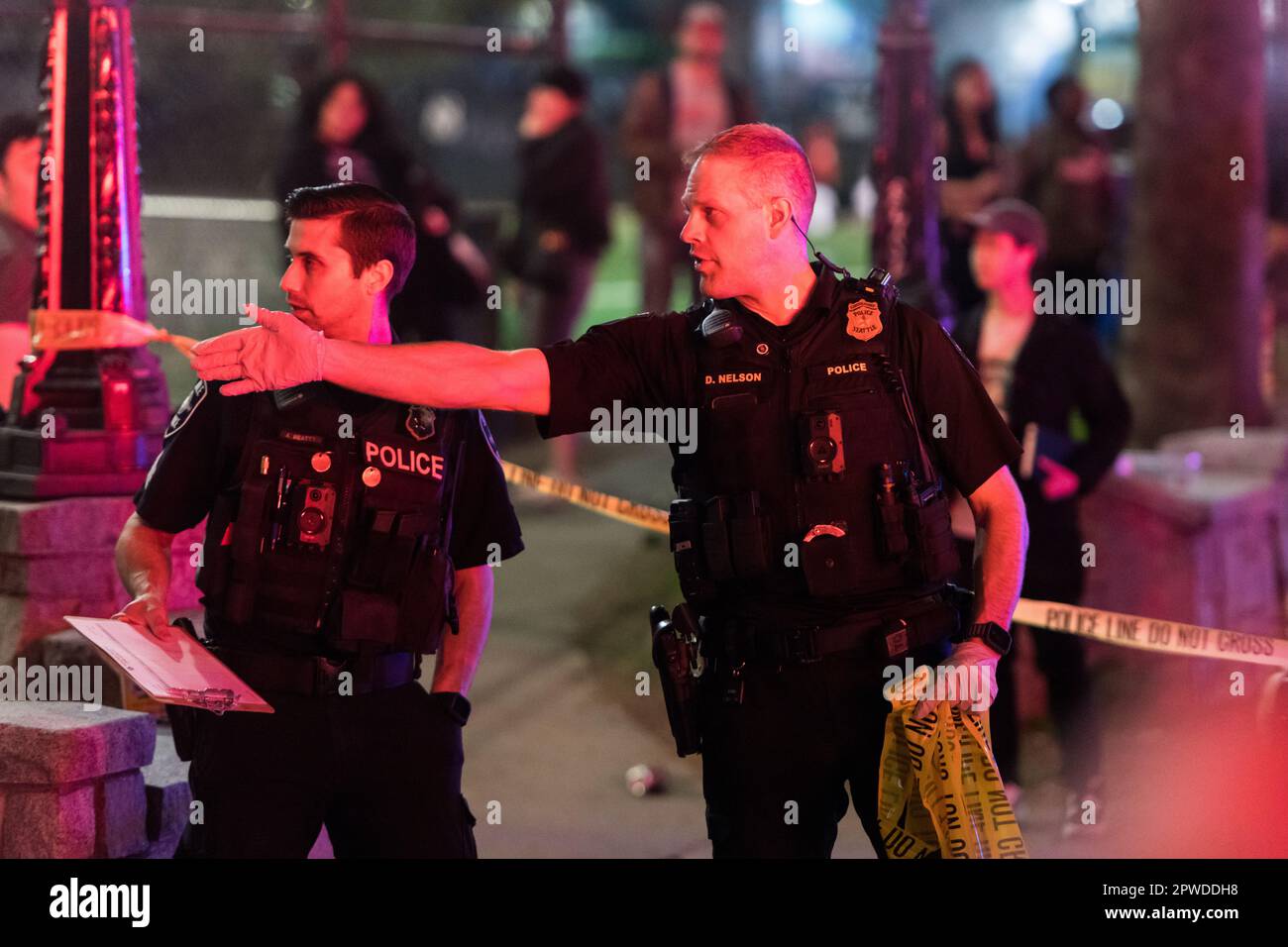 Seattle, USA. 29 Apr, 2023. Just before 10:30pm Police received a 911 ...