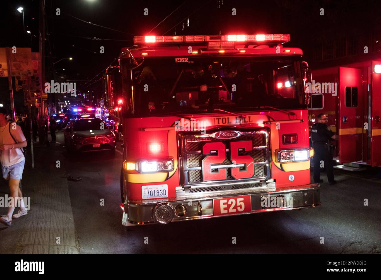 Seattle, USA. 29 Apr, 2023. Just before 10:30pm Police received a 911 ...