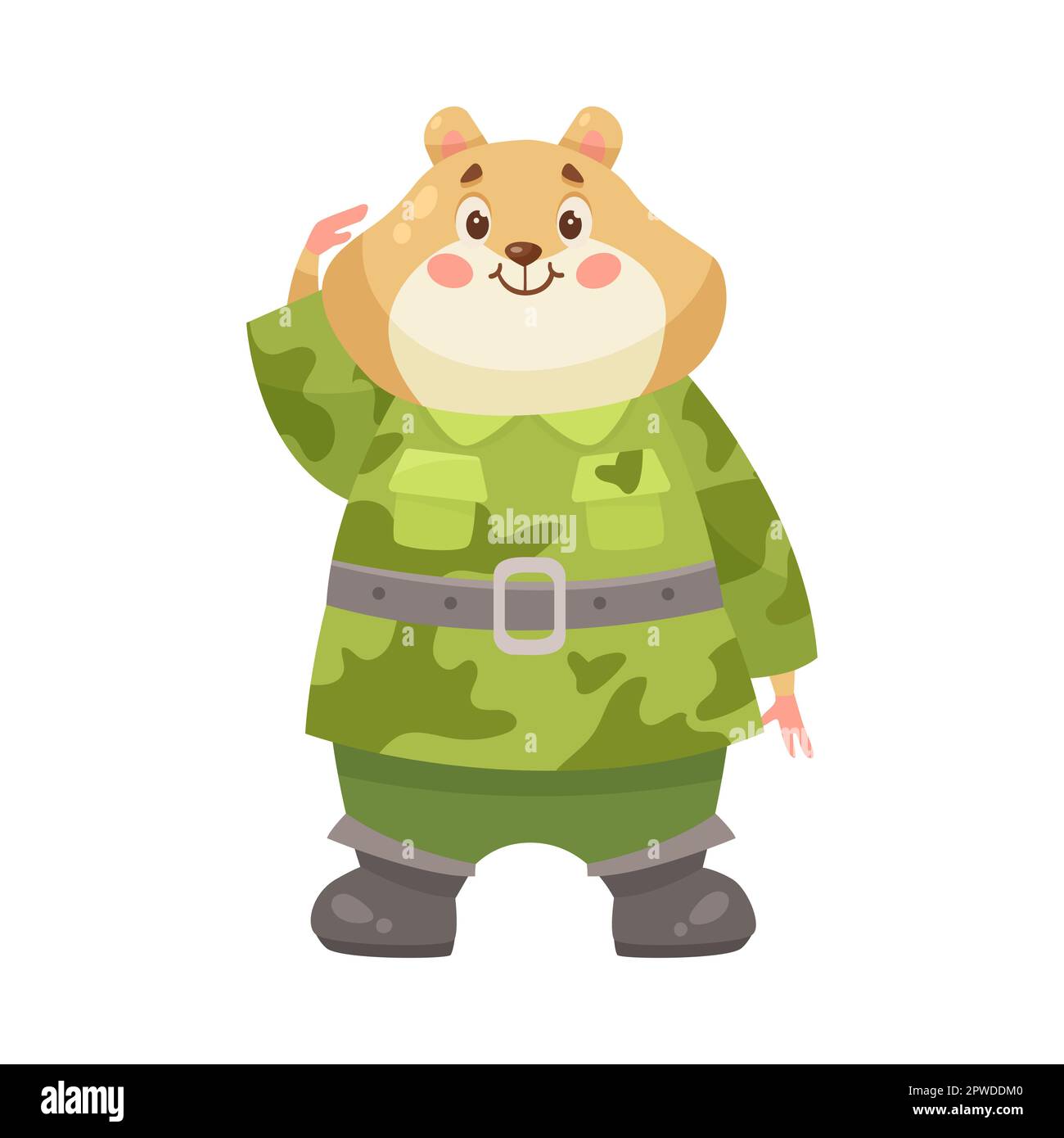 Cute hamster character in camouflage cartoon illustration Stock Vector ...