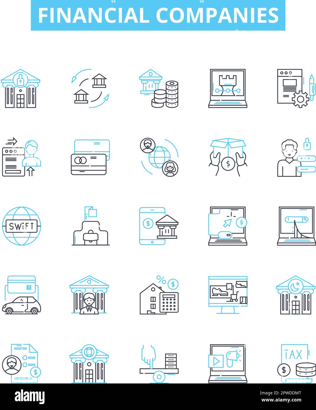 Financial companies vector line icons set. Banking, Financing ...