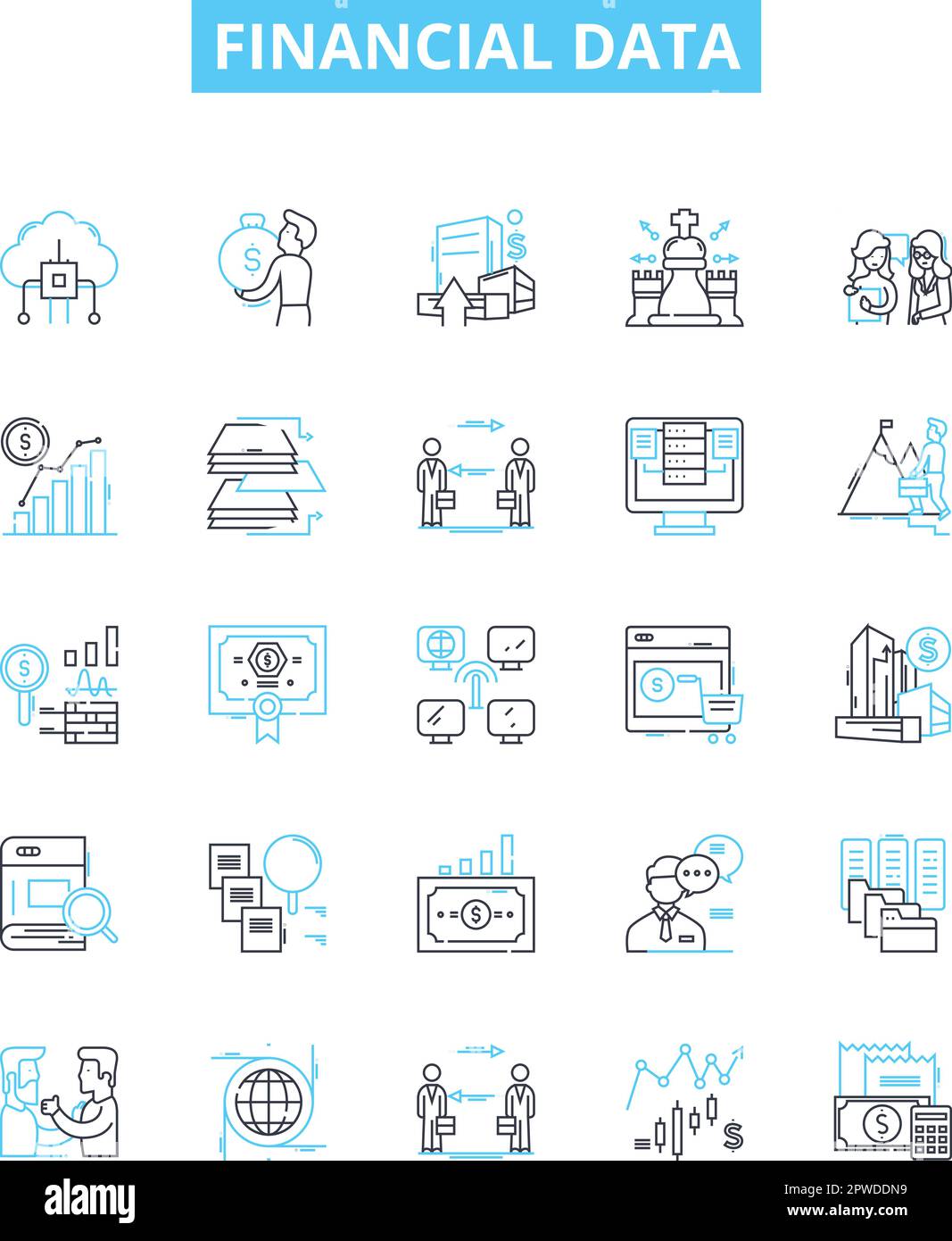 Financial data vector line icons set. Finance, Data, Analysis ...