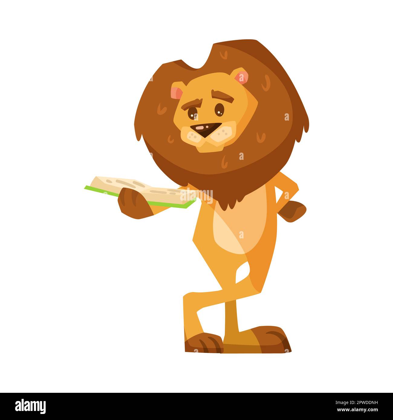 Cute lion cartoon character reading vector illustration Stock Vector ...