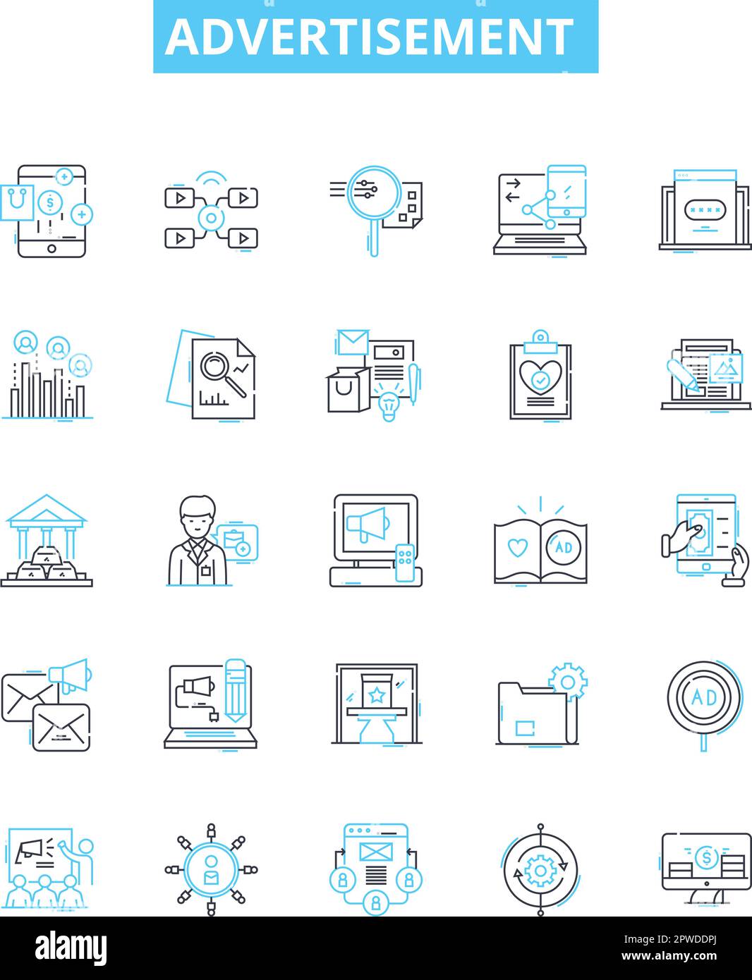 Advertisement vector line icons set. Ads, Promotion, Propaganda ...