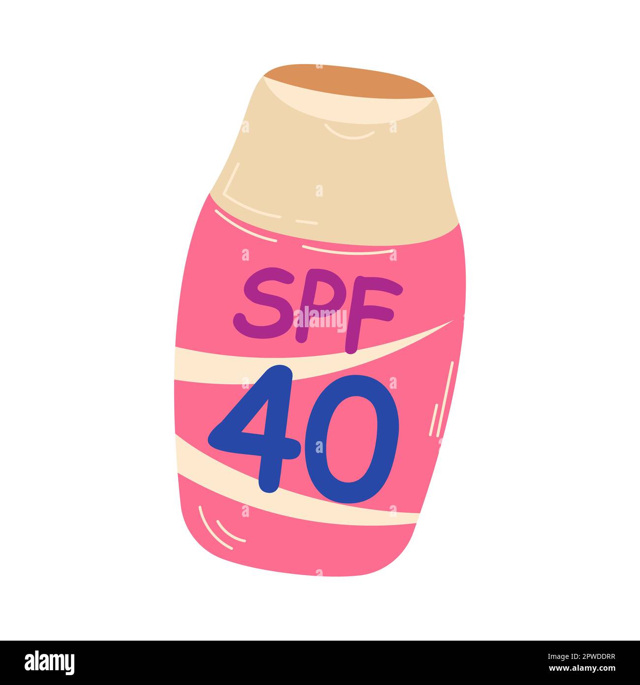 Pink bottle of sunblock lotion with label vector illustration Stock ...