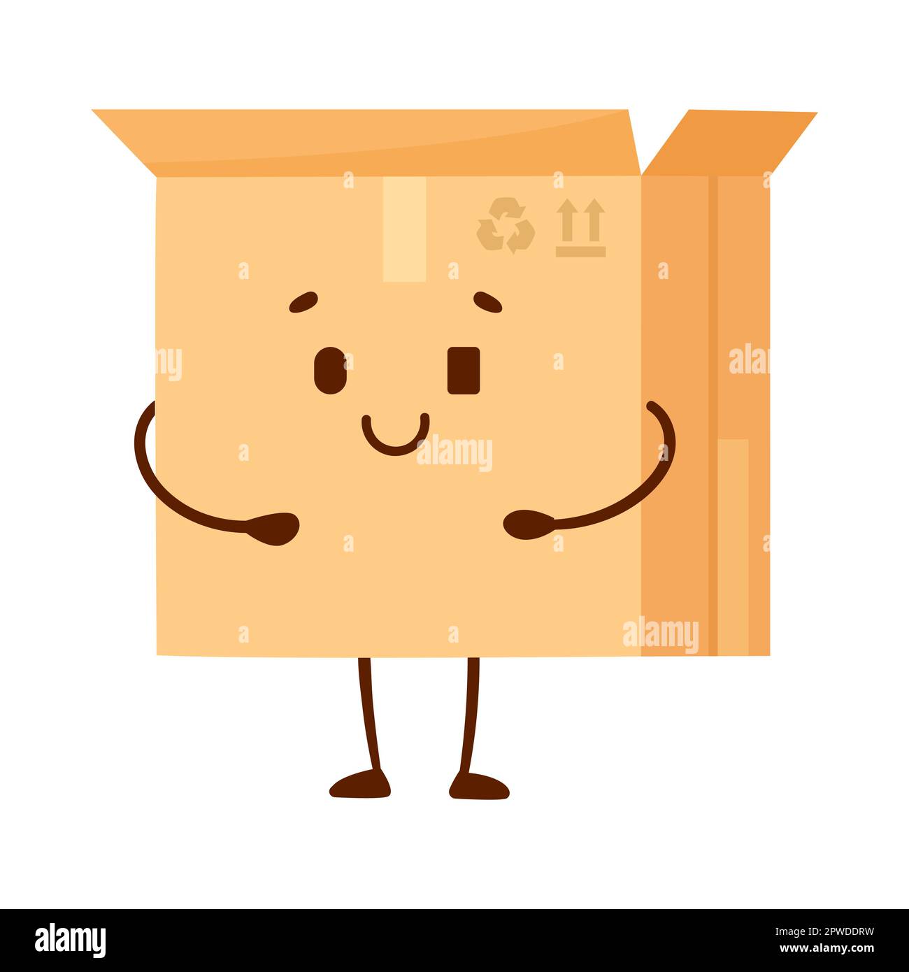 Smiling cardboard box cartoon character vector illustration Stock ...