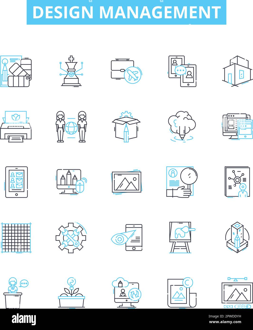 Design management vector line icons set. Design, Management, Planning ...
