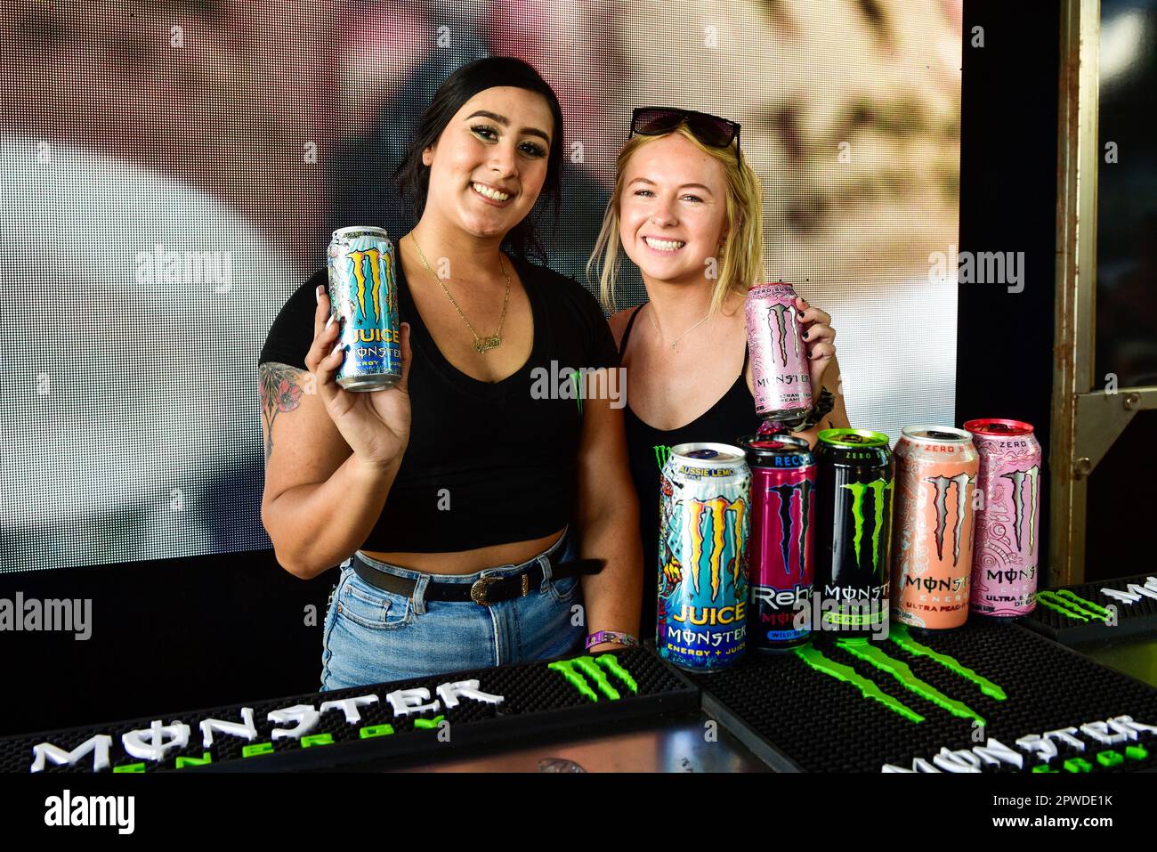 Indio, California, 29 April, 2023- Drink servers in the Monster Energy ...