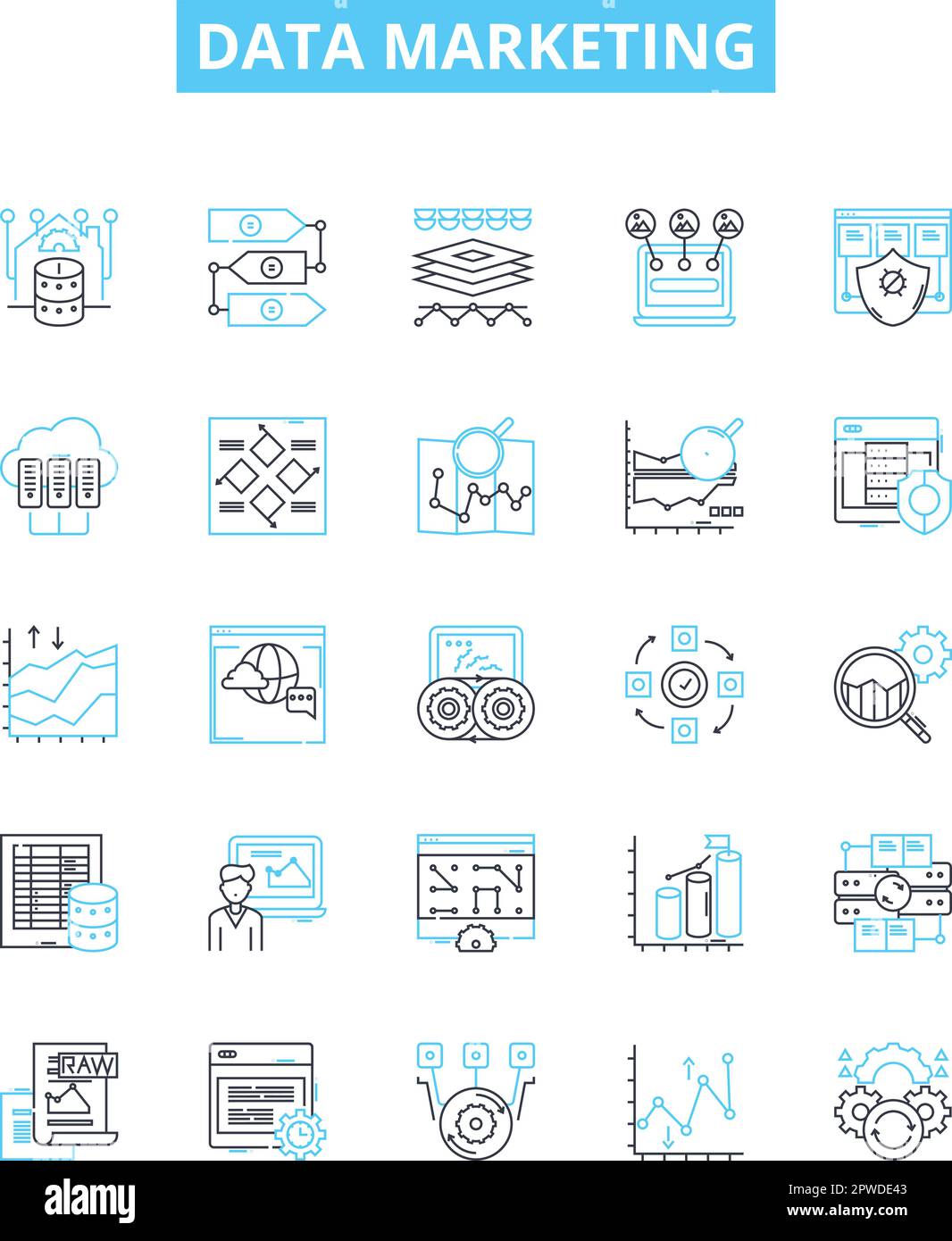 Data Marketing Vector Line Icons Set Data Marketing Analytics