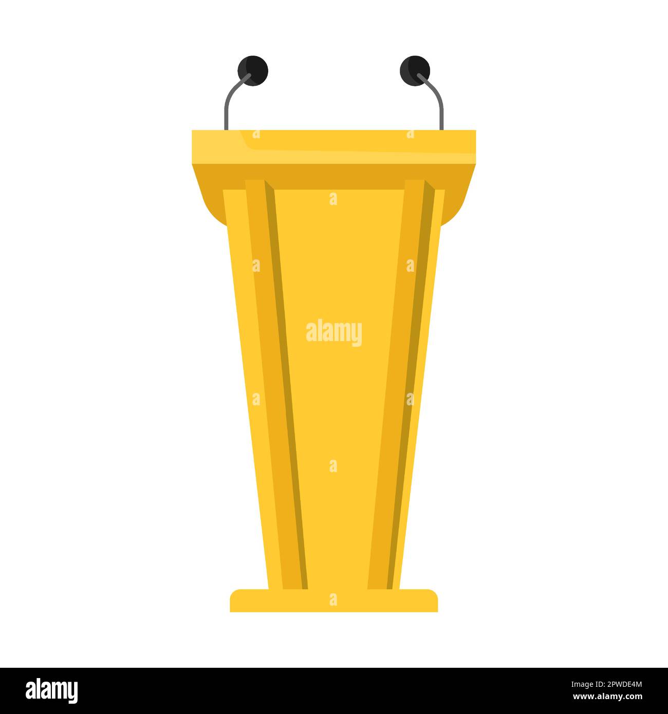 yellow sparkling debate rostrum and platform with double microphone ...