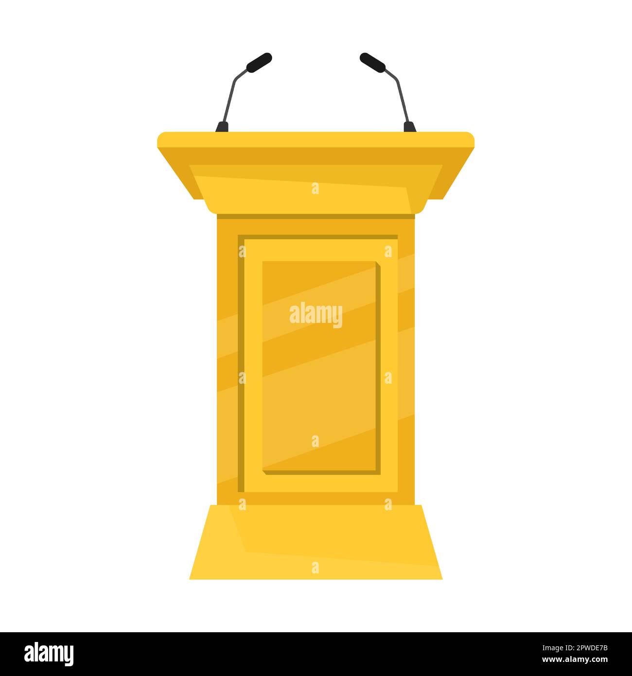 debate rostrum and platform gold with double microphone, cartoon vector ...
