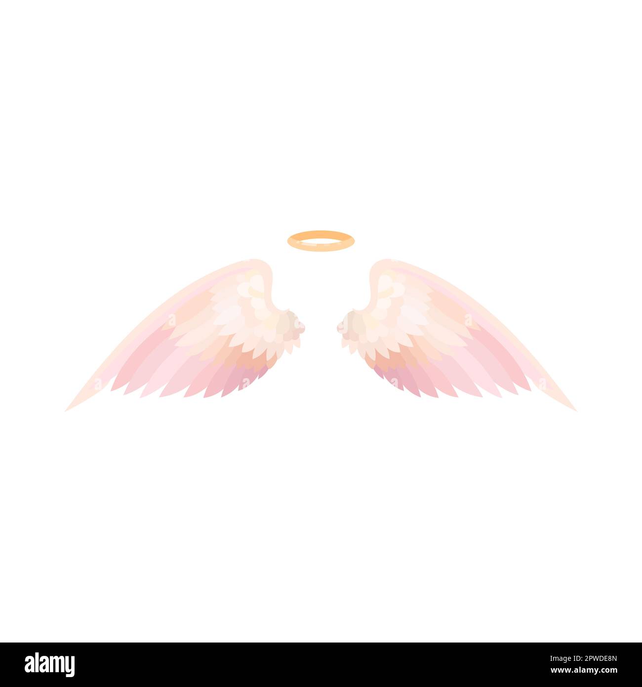 Pink angel wings and halo flat vector illustration Stock Vector Image ...