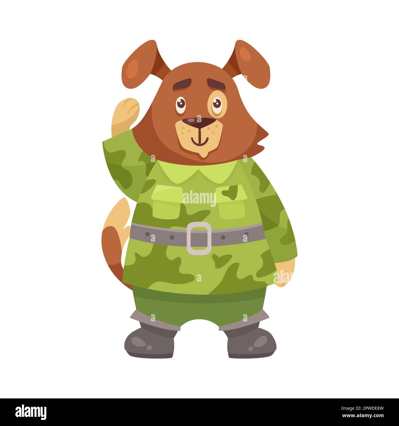 Cute dog cartoon character in camouflage cartoon illustration Stock ...